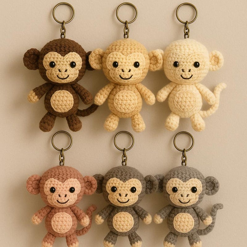 Monkey Keychain - Etsy