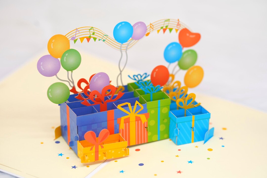 Custom 3D Pop up Number Card | DIY Date & Year | Gift Box Balloon ...