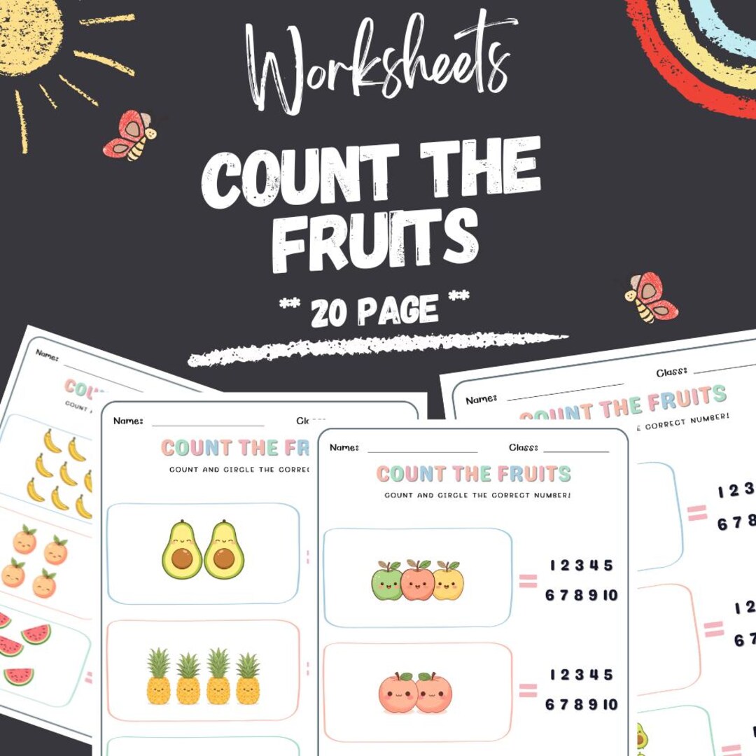 Count the Fruits Worksheet | Numbers 1-10 Activity | Preschool ...