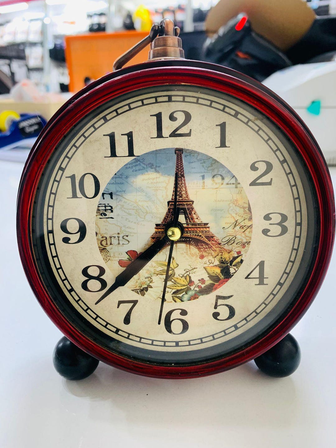Y2K Vintage Style Paris Alarm Clock, Eiffel Tower Desk Clock, Red Twin ...