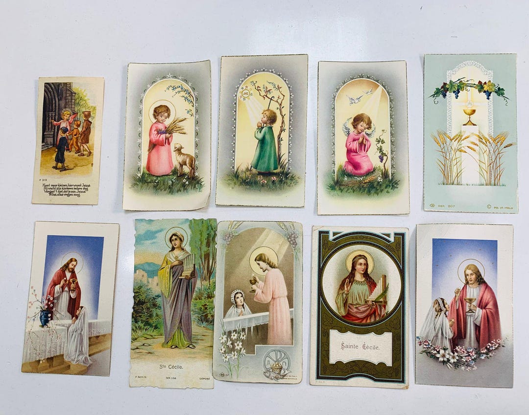 Set of 10 Vintage Catholic Holy Cards C.1930-60, First Communion & St ...