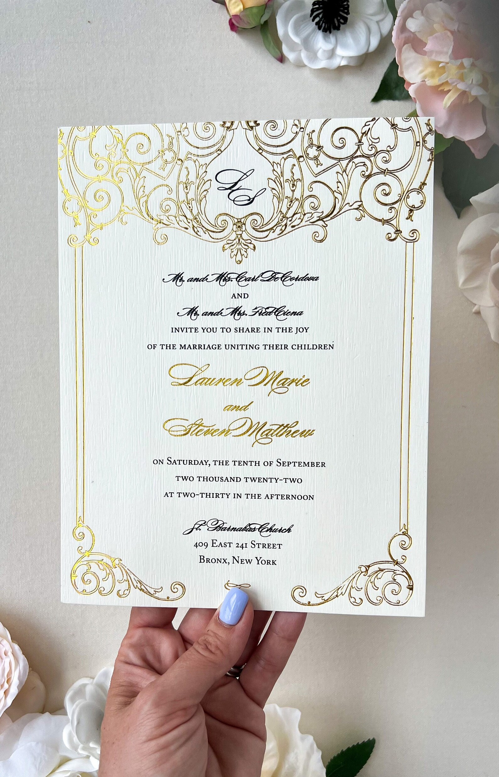 Royal Gold Foil Wedding Invitation With Pocket on the Back, Classic ...