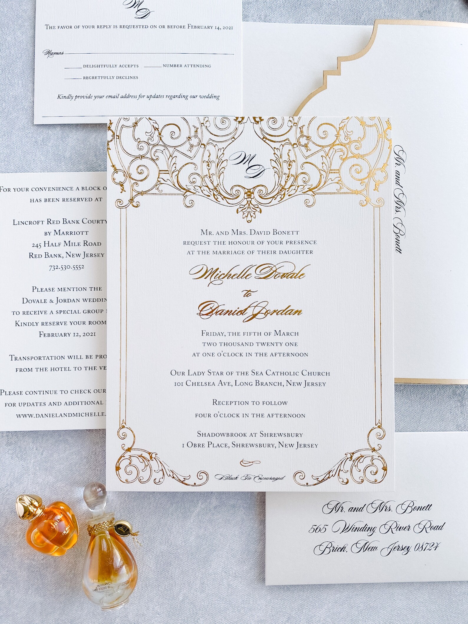 Royal Gold Foil Wedding Invitation With Pocket on the Back, Classic ...