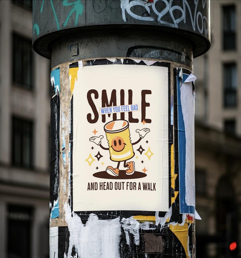 Smile Motivational Digital Poster – Fun Retro Printable Wall Art ...