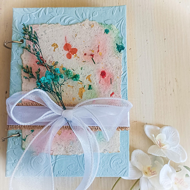 Handmade Pressed Flower Photo Album, Botanical Scrapbook, Recycled ...