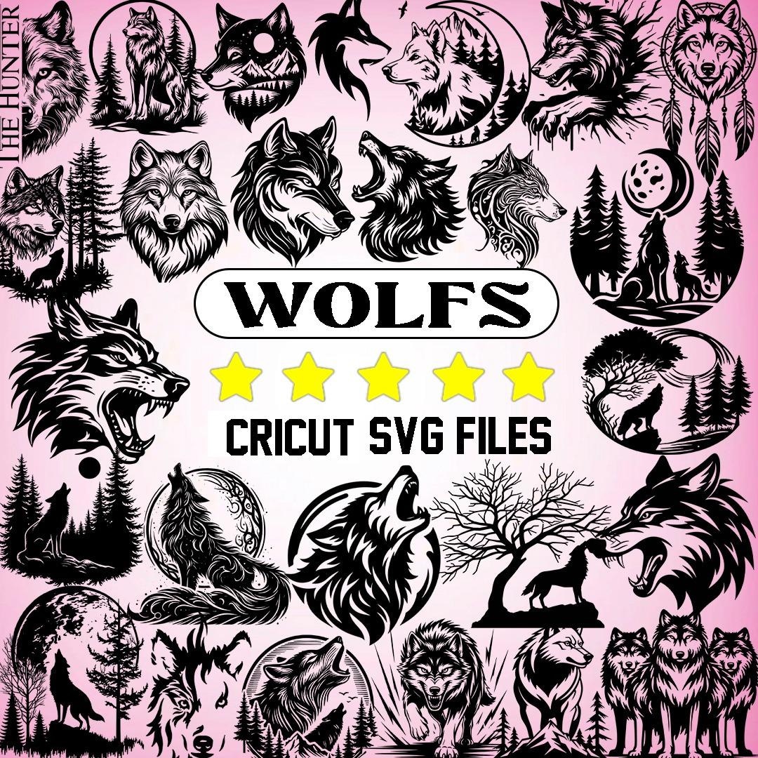 Paquete SVG de lobo, clipart de lobo, lobo Cricut, lobo y luna SVG ...
