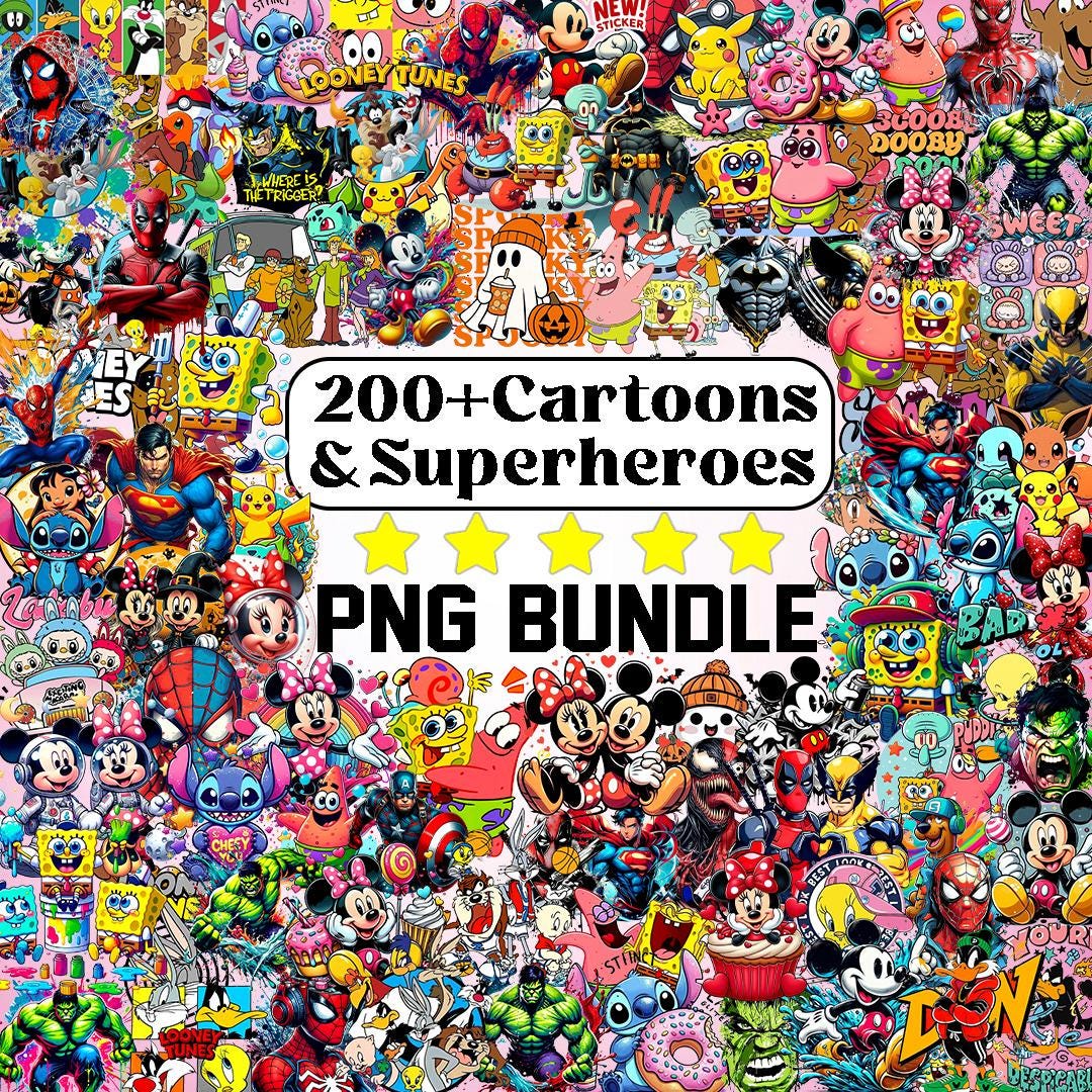 200+ Cartoon Mega Bundle Png, Cartoons Bundle, Cartoon SVG, Cartoon ...