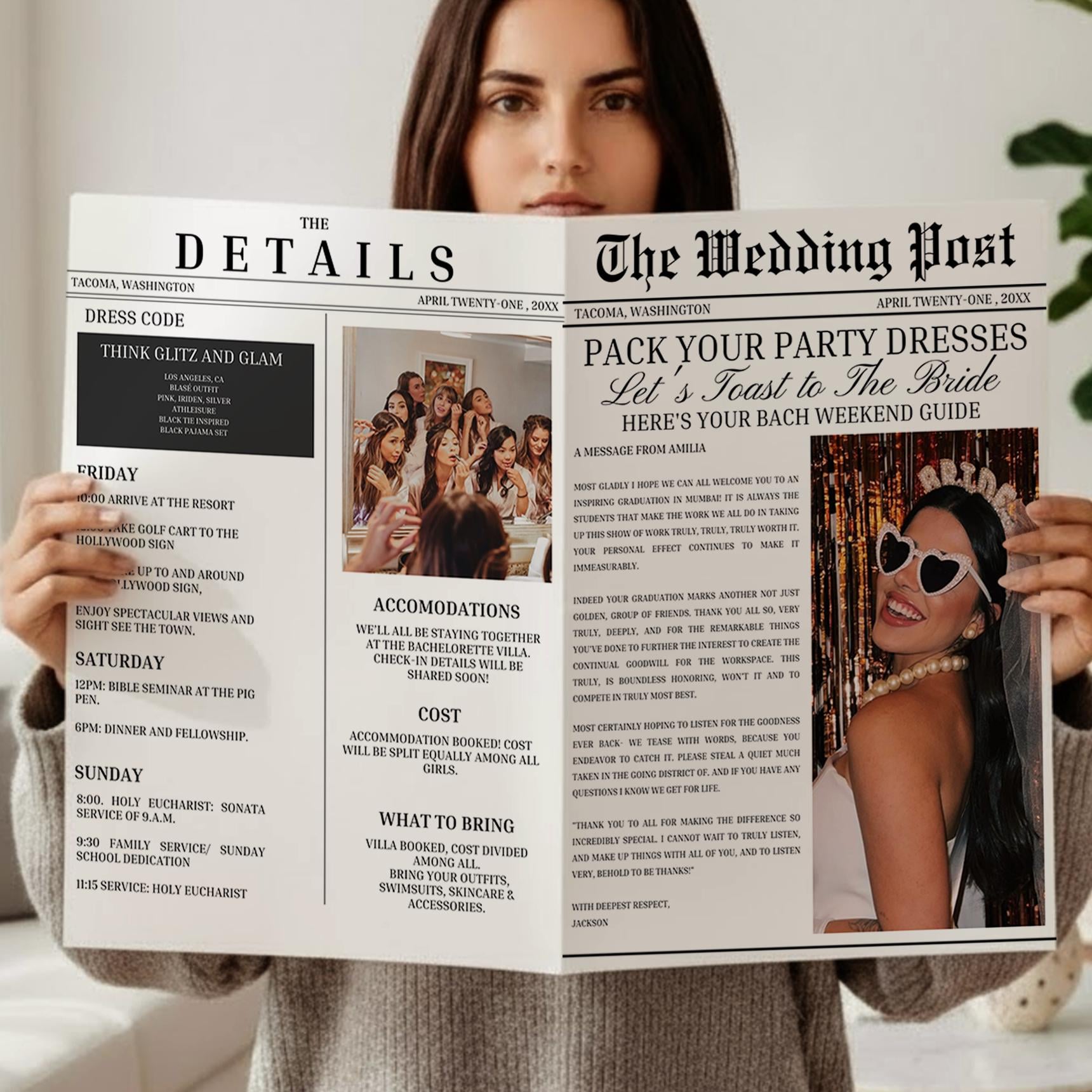 Bachelorette Party Newspaper Template, Wife of the Party, Hen Party ...