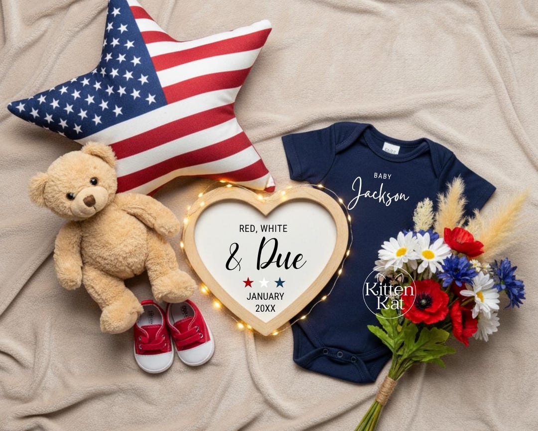 Boho Fourth of July Baby Announcement 4th Pregnancy Social Media Reveal ...