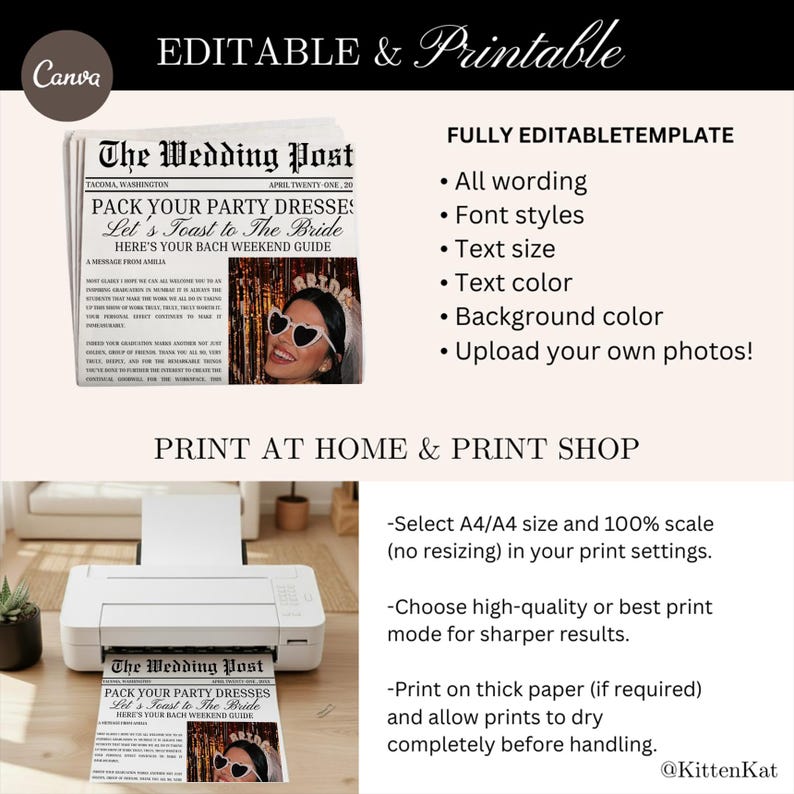 Bachelorette Party Newspaper Template, Wife of the Party, Hen Party ...