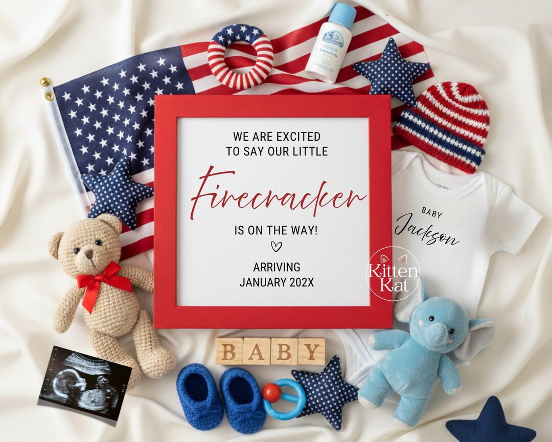 Fourth of July Pregnancy Announcement: Little Firecracker Baby Reveal ...