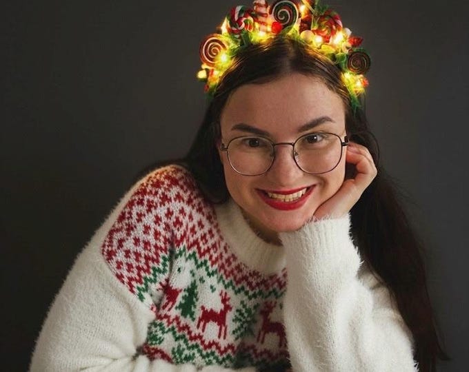 Handmade Holiday Hair Crown, Christmas Headpiece, Festive Sweet ...