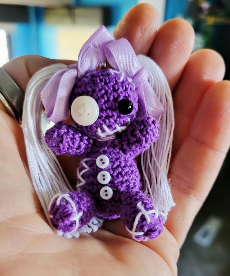 Mini Purple Crocheted Voodoo Doll Keychain, Charm, Trinket. - Etsy