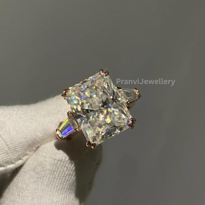 5CT Radiant Cut Engagement Ring, Cathedral Setting in 14k Solid Gold ...