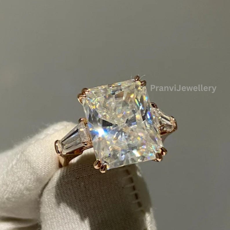 5CT Radiant Cut Engagement Ring, Cathedral Setting in 14k Solid Gold ...