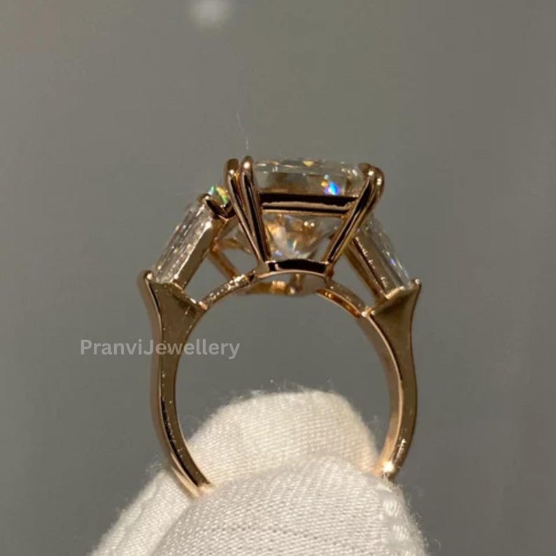 5CT Radiant Cut Engagement Ring, Cathedral Setting in 14k Solid Gold ...