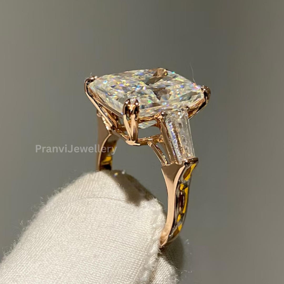 5CT Radiant Cut Engagement Ring, Cathedral Setting in 14k Solid Gold ...