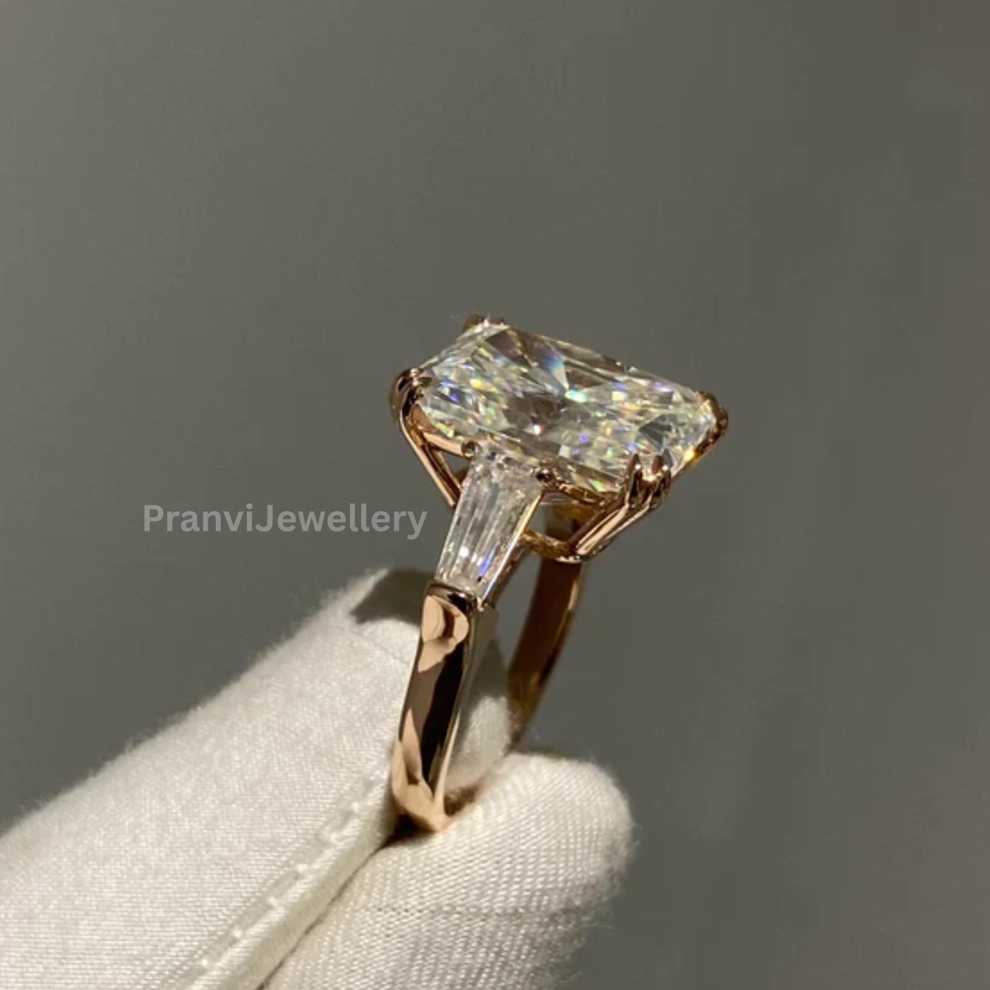 5CT Radiant Cut Engagement Ring, Cathedral Setting in 14k Solid Gold ...
