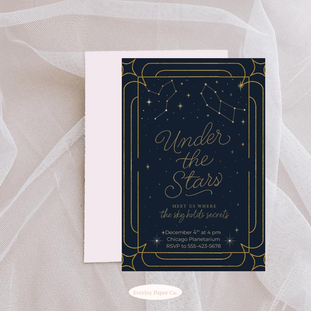 Invitation constellation modifiable : thème céleste de la nuit étoilée ...