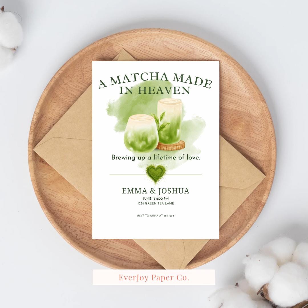 Matcha Wedding Shower Invitation: Tea Party Bridal Shower (digital ...