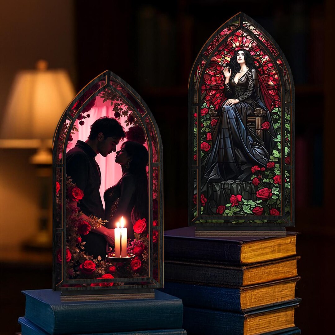Romantic Fantasy Book Nook With Candle, Dark Romance Bookshelf Insert ...