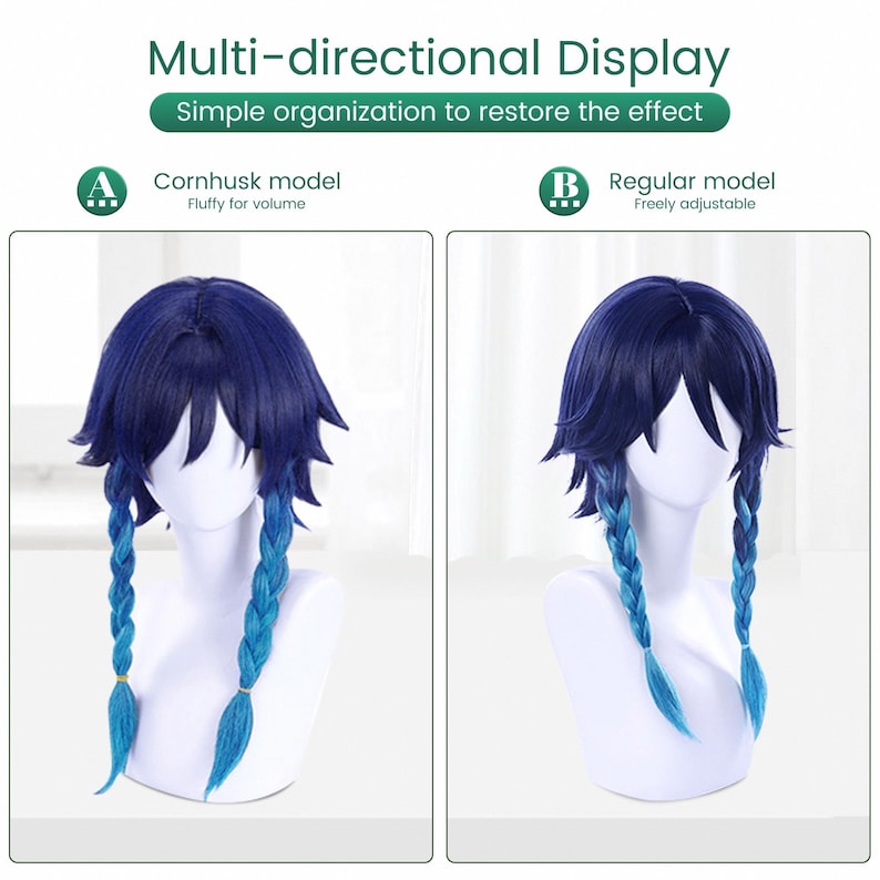 Genshin Impact Venti Barbatos Handmade Cosplay Wig Hair | Barbatos Wig ...
