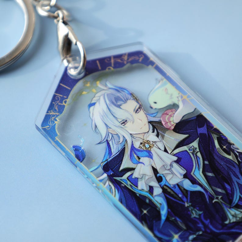 Neuvillette Acrylic Keychain With Pom-pom Sparkling Details Genshin ...