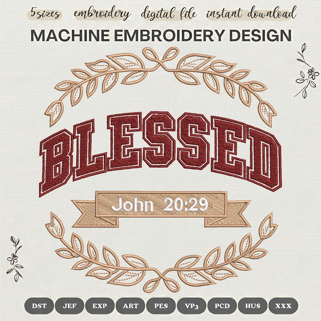 Retro Blessed Christian Embroidery Designs, Jesus Bible Machine ...