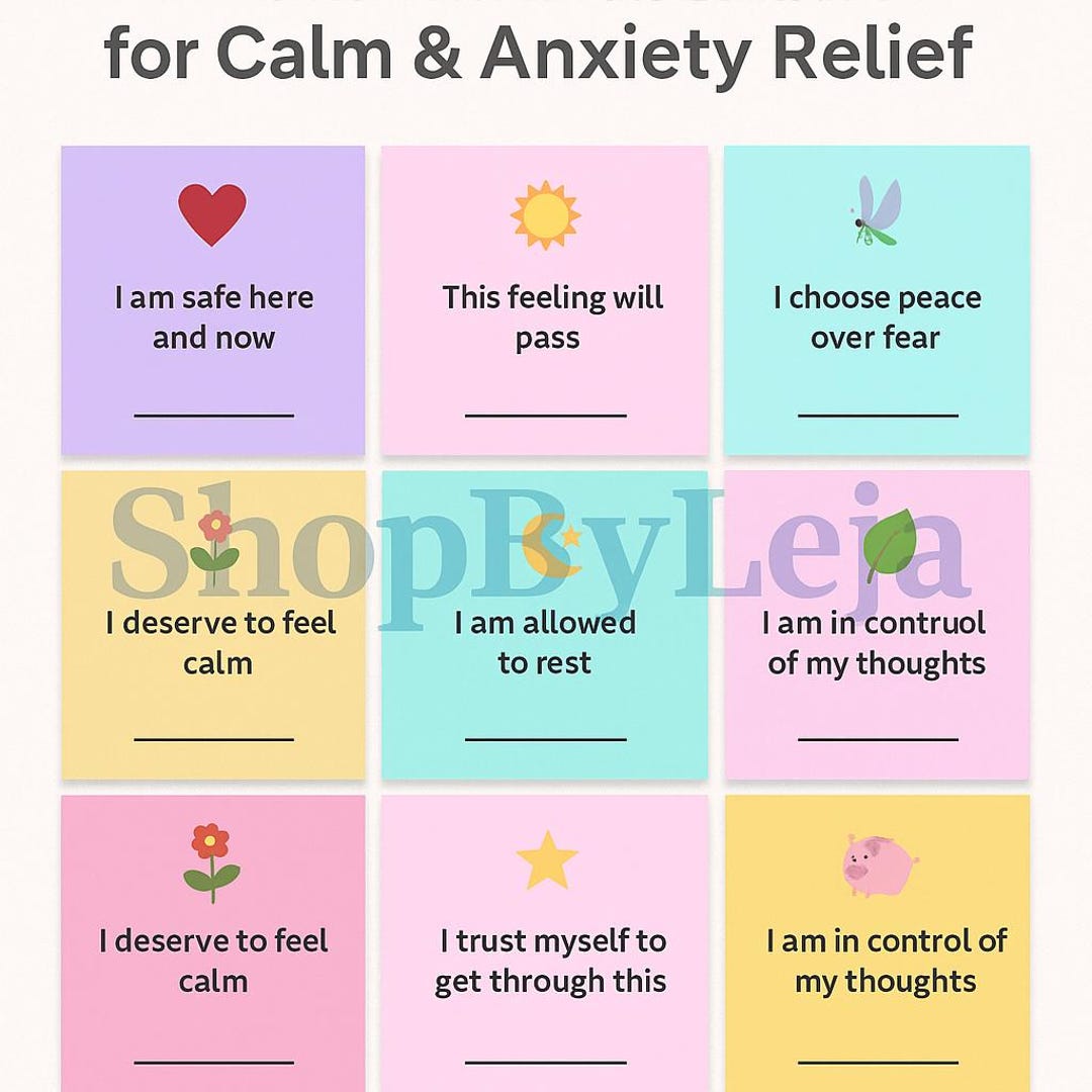 Anxiety Affirmation Cards: Printable Self-care Quotes (instant Download ...