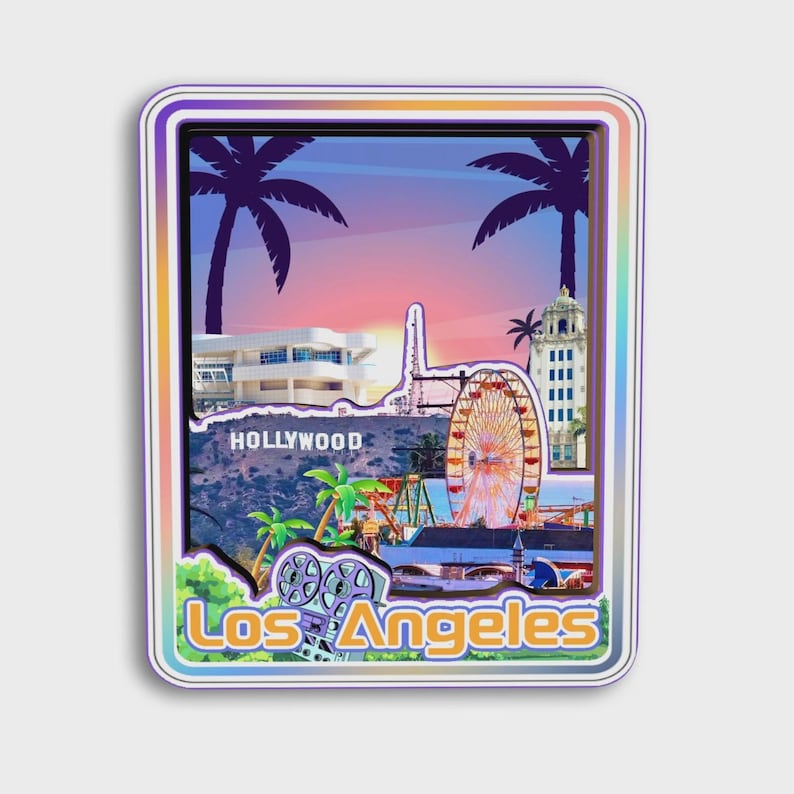 Los Angeles Refrigerator Magnet, Travel Magnet Souvenir, Fridge Magnet ...