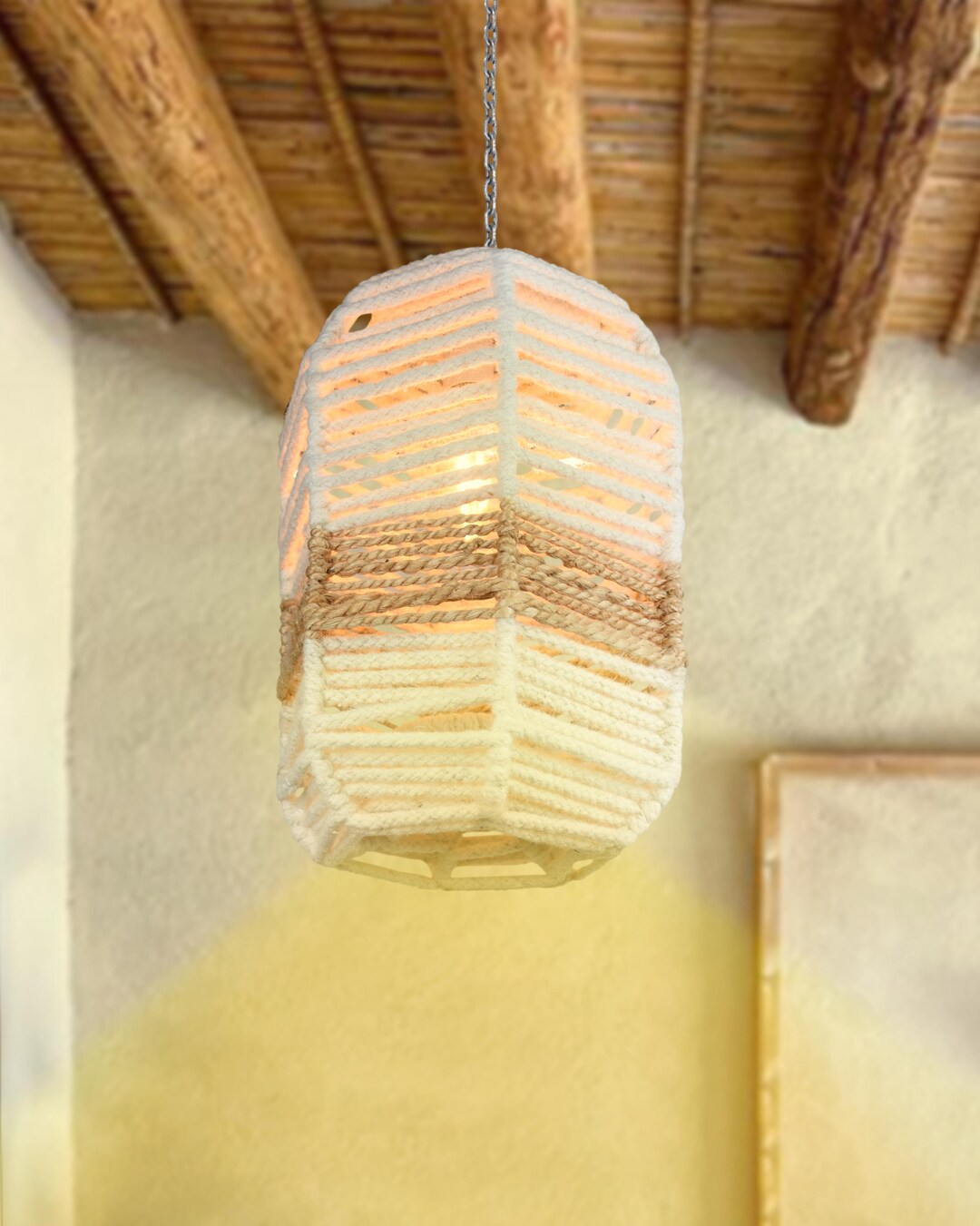 DHROIM-III Table Lamp Wool | Jute With Ivory/natural Metal Frame | Cozy ...