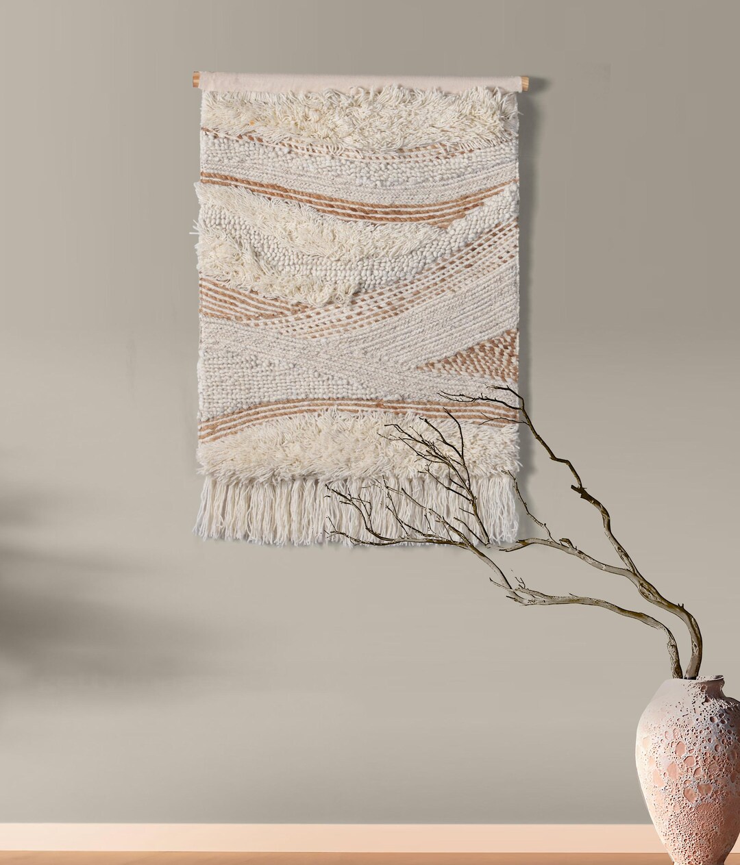 Handmade Jute Wool Wall Hanging Boho Rustic Woven Tapestry Decor - Etsy