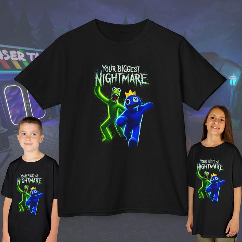 Rainbow Friends Blue and Green, Kids Roblox Shirt, Scary Cartoon Tee ...