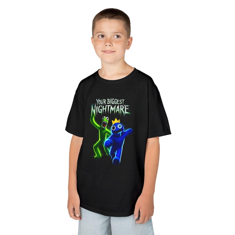 Rainbow Friends Blue and Green, Kids Roblox Shirt, Scary Cartoon Tee ...