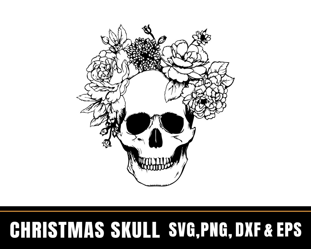 Christmas Skull SVG PNG DXF Eps | Gothic Holiday Clipart Vector | Santa ...