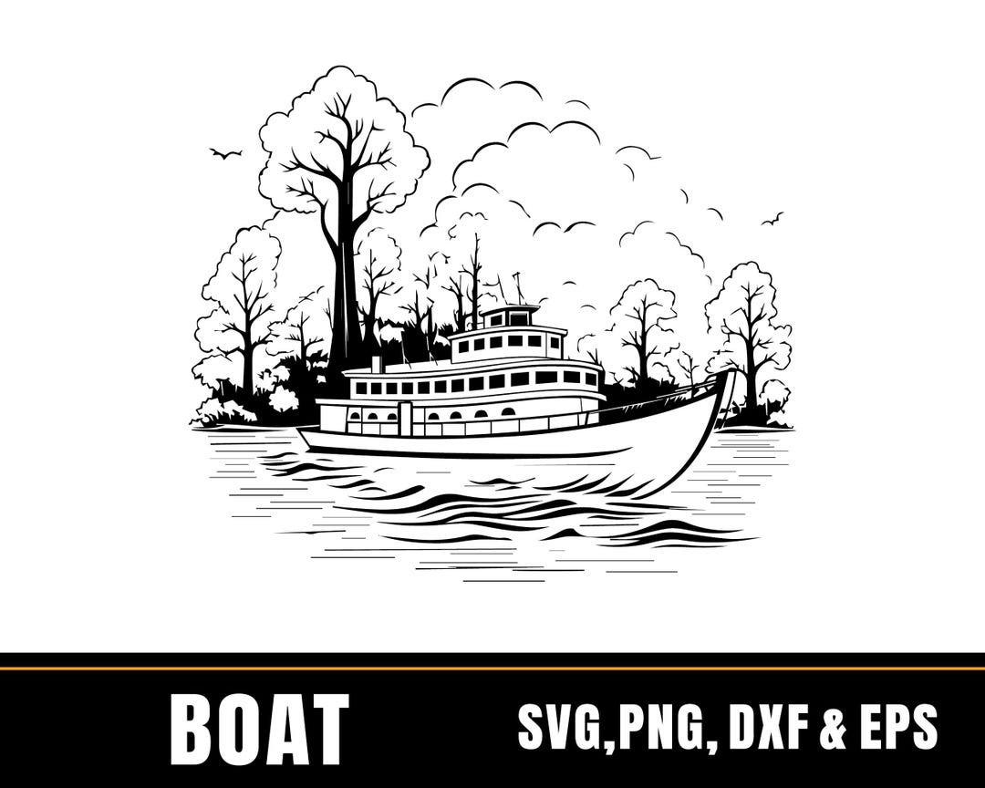 Boat Silhouette SVG PNG DXF Eps, Sailboat Nautical Ocean Clipart Vector ...