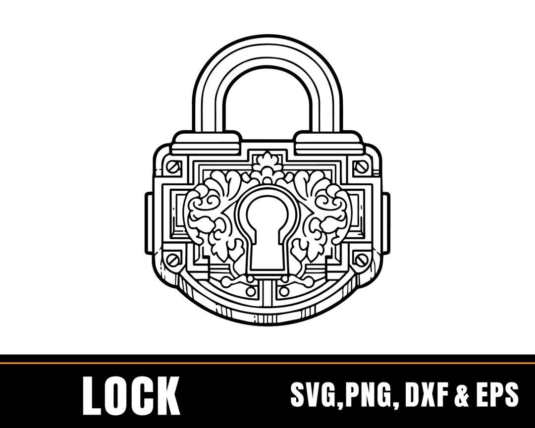 Lock Silhouette SVG PNG DXF Eps, Padlock Clipart Vector, Cricut Cut ...