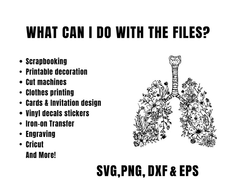 Human Lung Silhouette SVG PNG DXF Eps, Anatomy Clipart Vector, Cricut ...