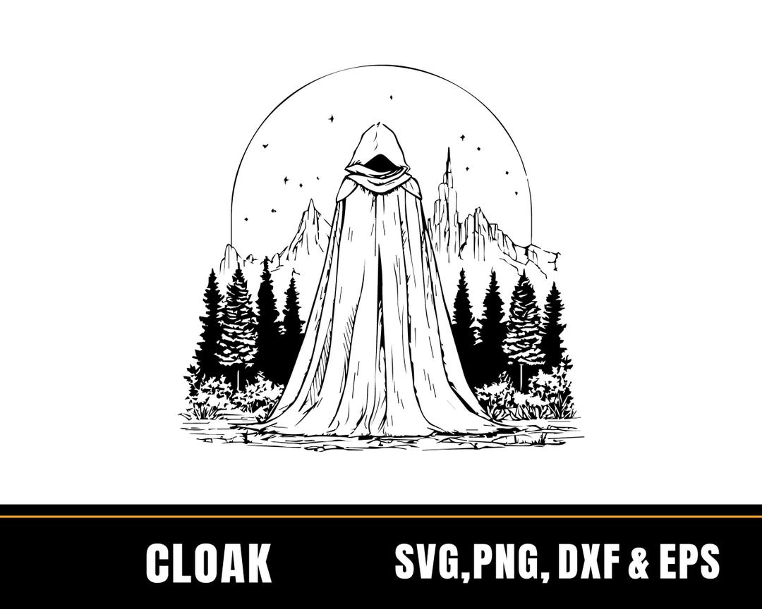 Cloak SVG PNG DXF Eps | Hooded Cape Clipart Vector | Gothic Wizard ...