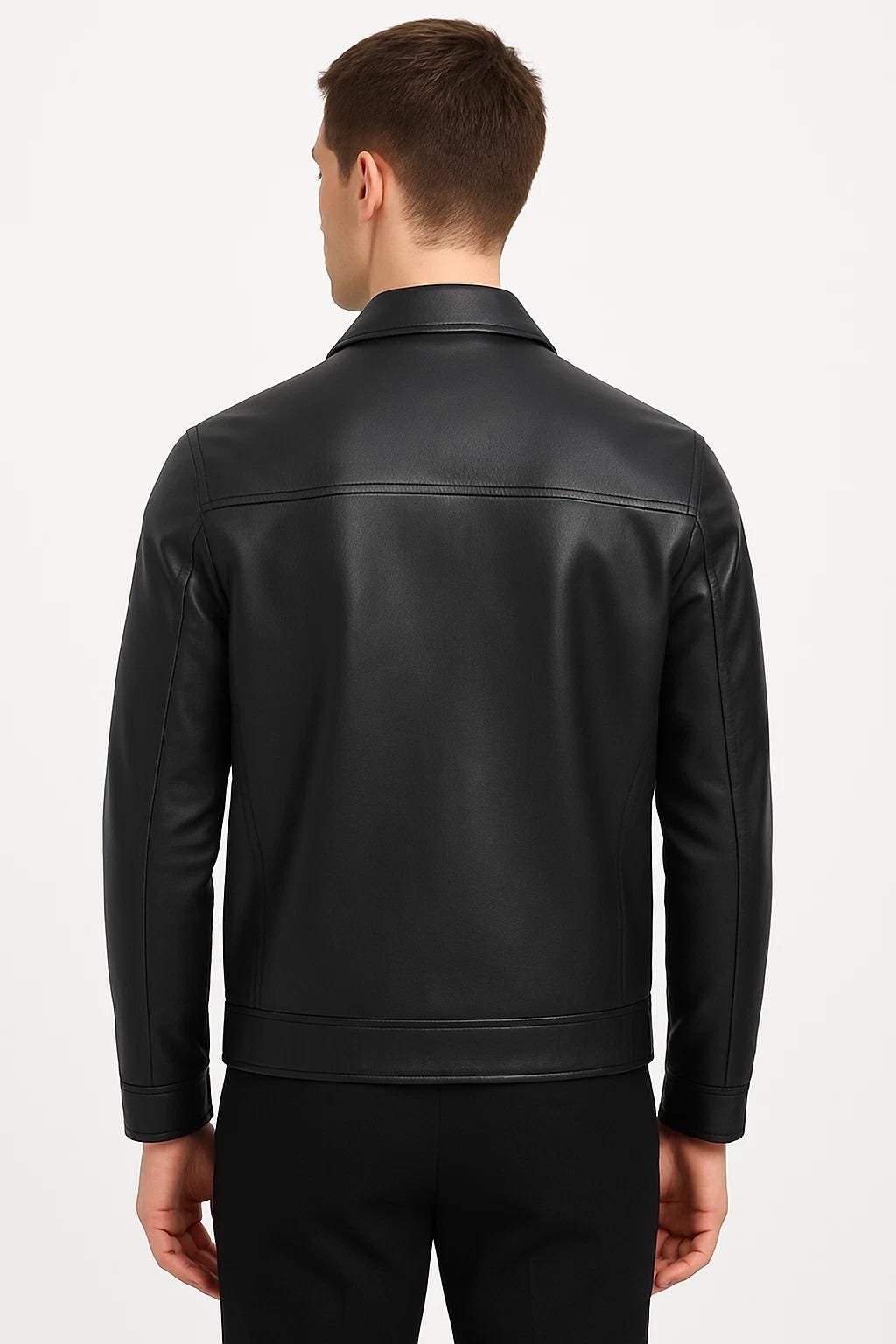 Slim Fit Black Leather Biker Jacket: Classic Moto Style - Etsy
