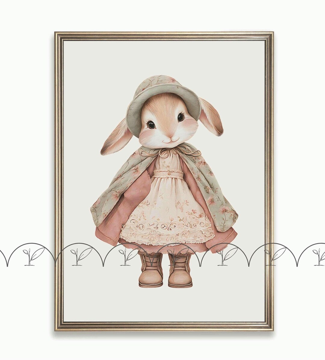 Cottagecore Bunny Nursery Print, Vintage Storybook Girl Room Decor ...