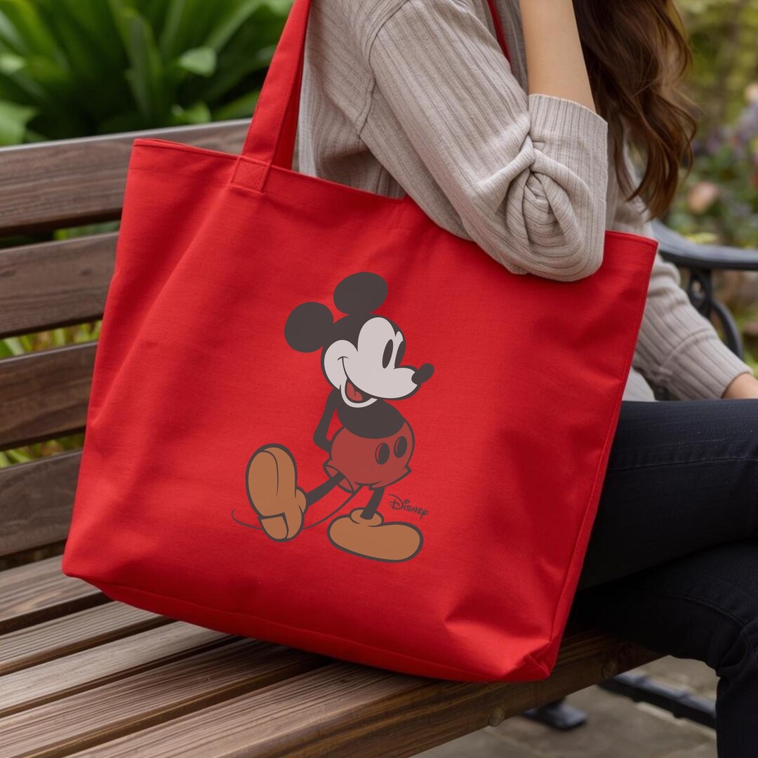 Retro Mickey Mouse Zippered Tote Bag, Disney Trip Tote, Cartoon ...