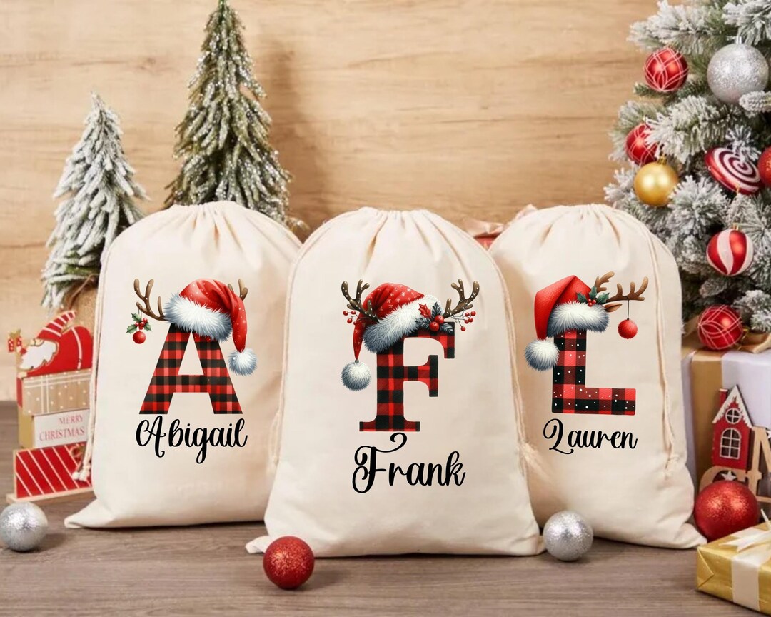 Custom Santa Sack, Custom Canvas Personalised Christmas Present Gift ...
