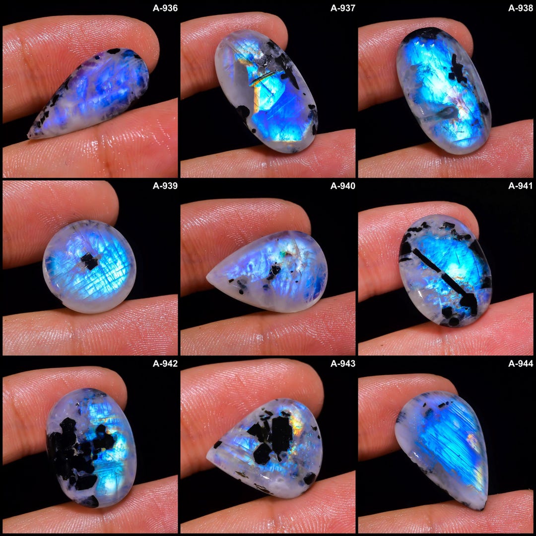 Beautiful Rainbow Moonstone With Tourmaline Top Grade Quality 100% ...