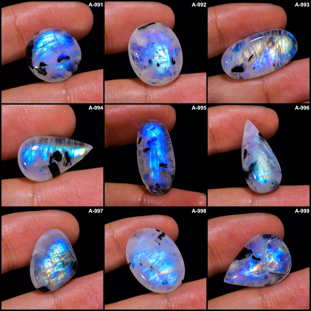 Genuine Rainbow Moonstone With Tourmaline Top Grade Quality 100% ...