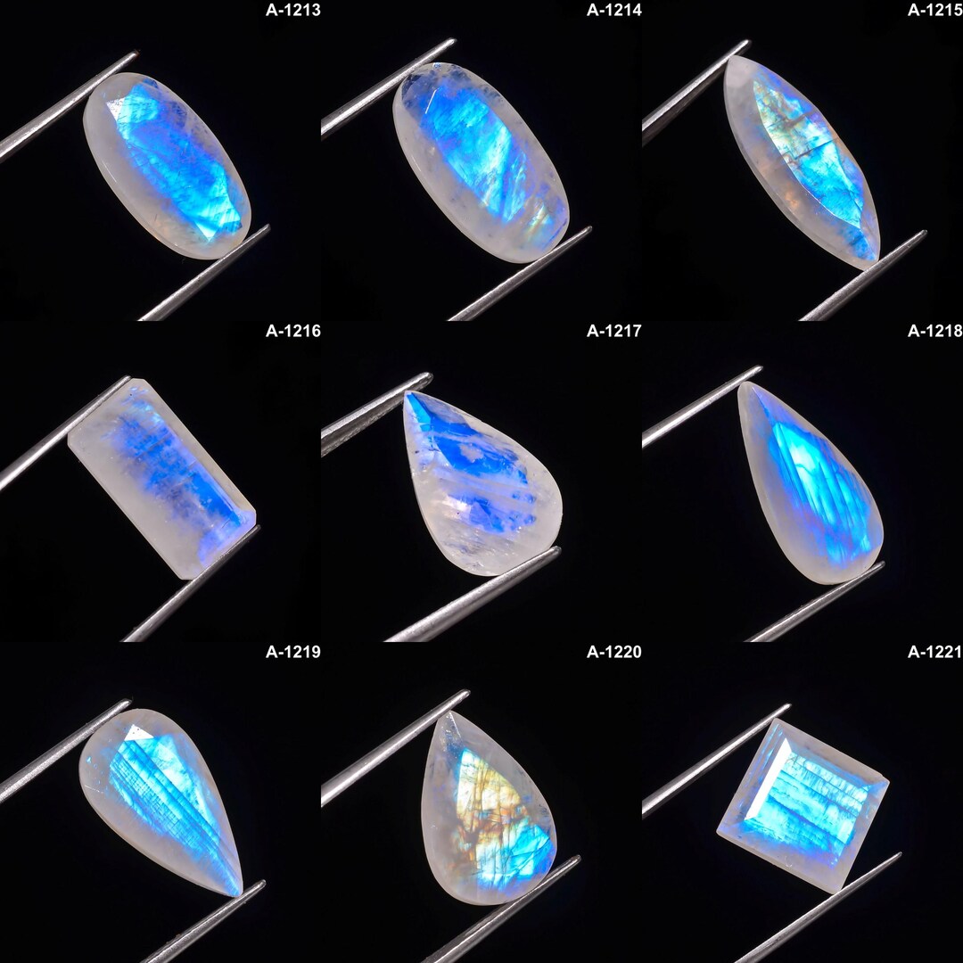 Genuine Rainbow Moonstone Faceted Cut Stone Top Grade Quality 100% ...