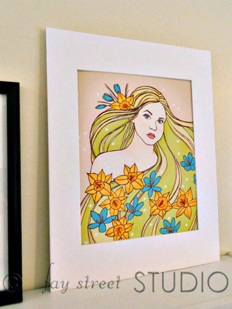 Fashion Fantasy Art Print Spring Flowers 8x10 Matted to 11x14 - Etsy
