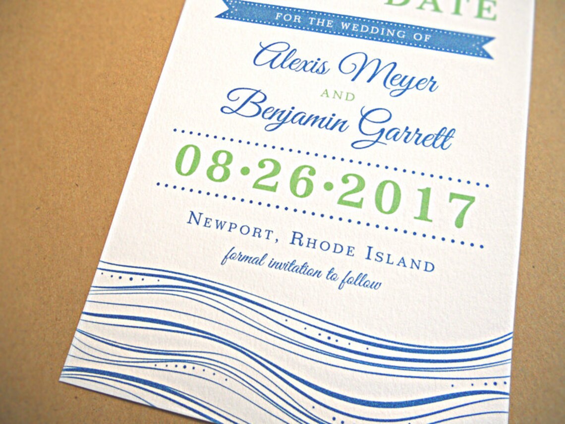 Save the Date Wedding Card, Nautical Theme With Modern Typography ...