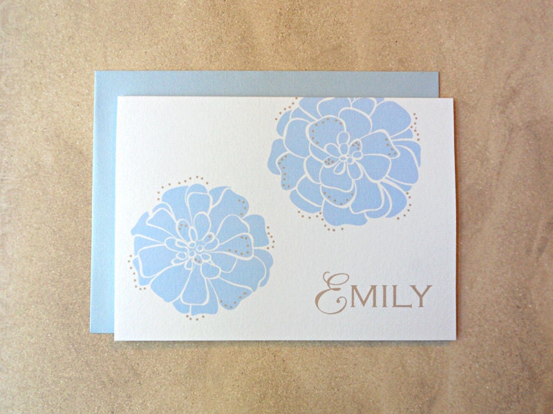 Personalized Stationery Set, Personal Stationery, Marigolds, Mustard ...