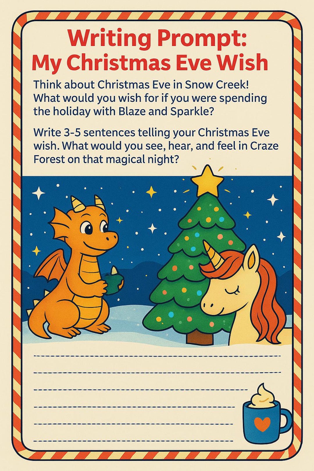 1-2 Grade Christmas Writing Worksheet: Blaze & Sparkle Holiday Activity ...